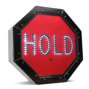 LED Blank Out Sign - Stop sign ''STOP'' or "HOLD" - Orange Traffic inc.